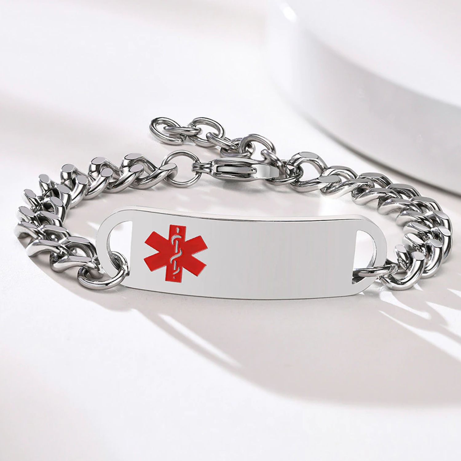 Personalized Stainless Steel Medical ID Bracelet 10mm Safety