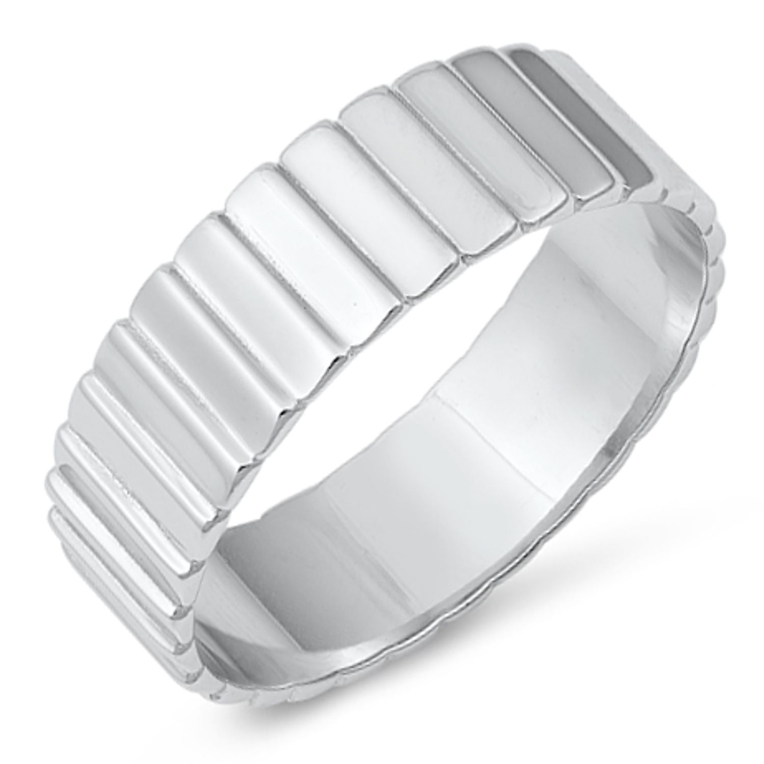 Personalized Rhodium Plated 925 Sterling Silver Step Ring ...