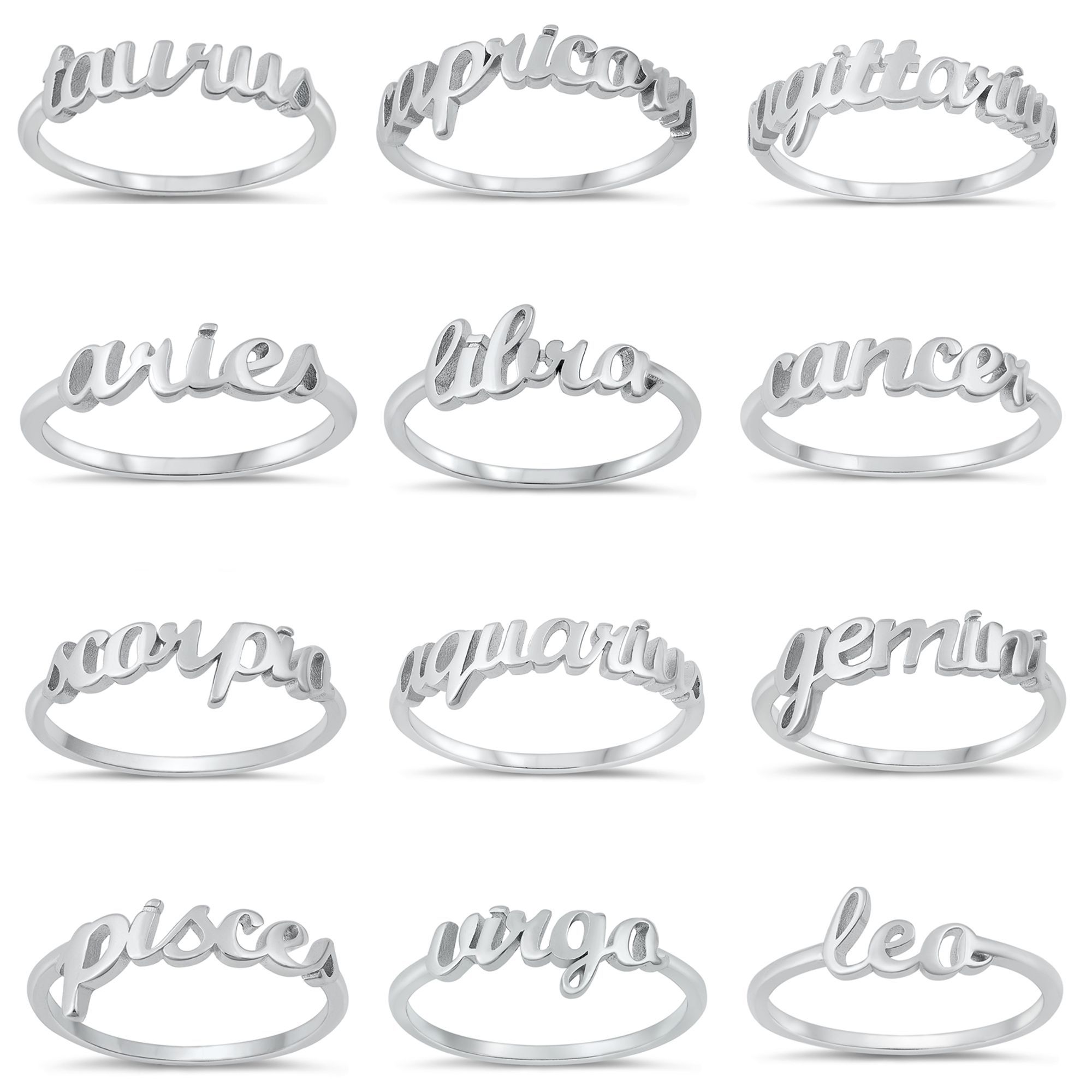 Quality 925 Genuine Sterling Silver Zodiac Sign Ring - ForeverGifts.com