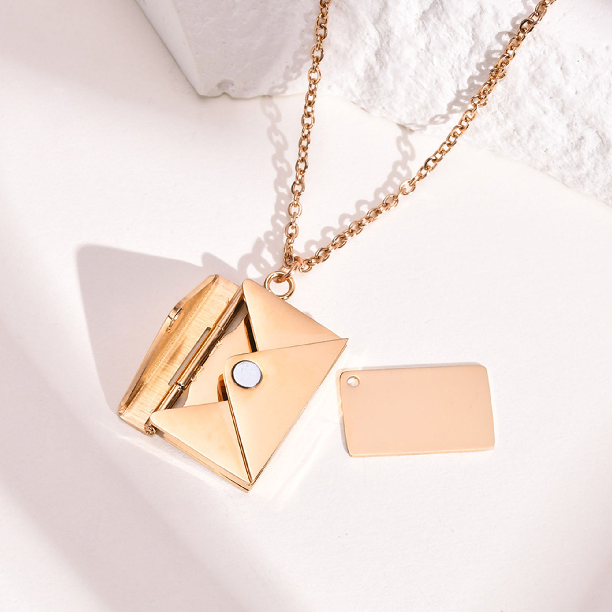 Personalized Stainless Steel Envelope Necklace - ForeverGifts.com