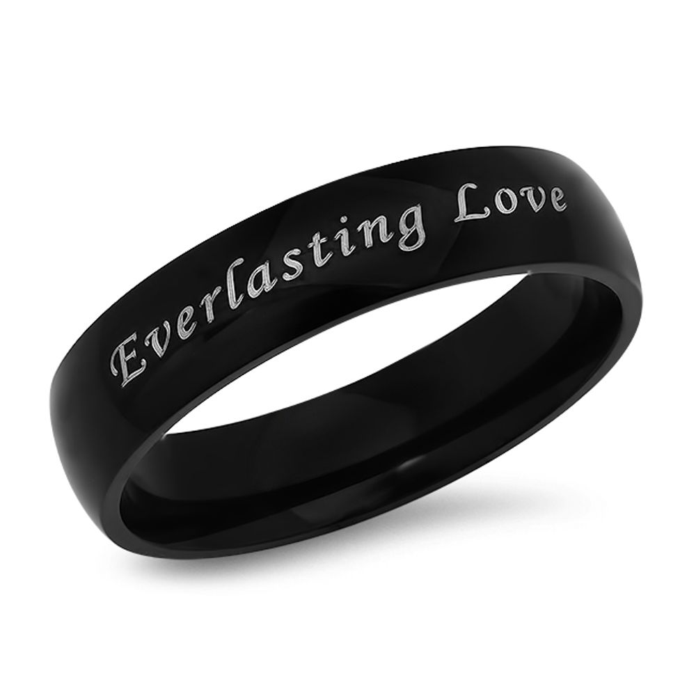 Everlasting Love Stainless Steel Black Promise Ring - ForeverGifts.com
