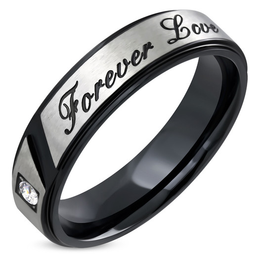 6mm Stainless Steel 2-tone Forever Love Comfort Fit Ring - ForeverGifts.com