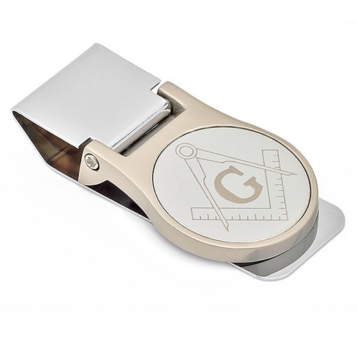 Custom Made Mason / Masonic Emblem Folding Round Money Clip