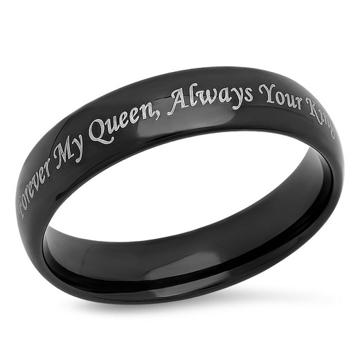 Personalized Black Forever and Always Queen Promise Ring