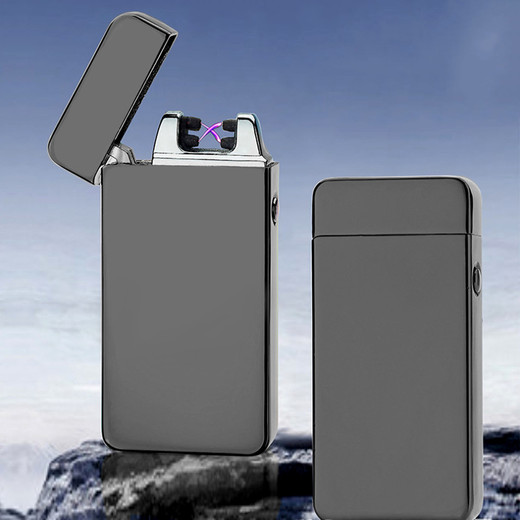 USB Electric Dual Arc Metal Flameless Rechargeable Windproof Lighter ...