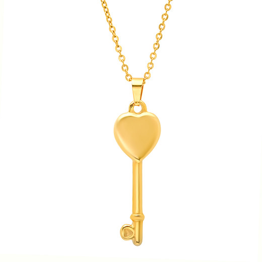 Personalized Stainless Steel Gold Color Key Pendant - ForeverGifts.com