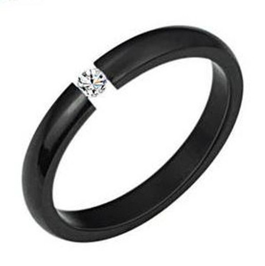 Personalized Quality Stainless Steel with Black IP CZ Ring