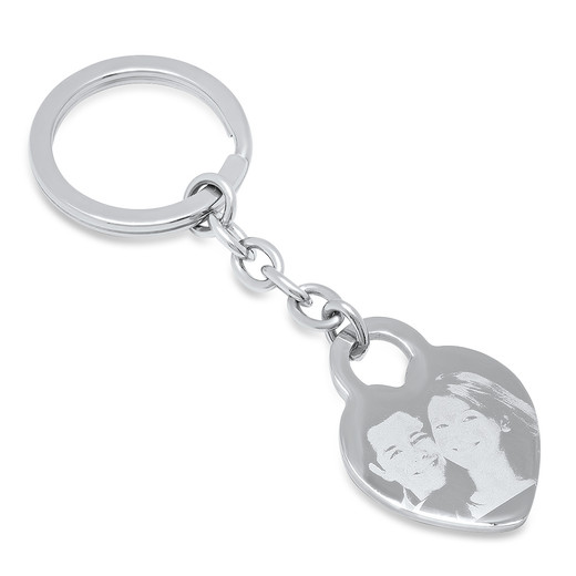 Personalized Stainless Steel Heart Photo Keychain