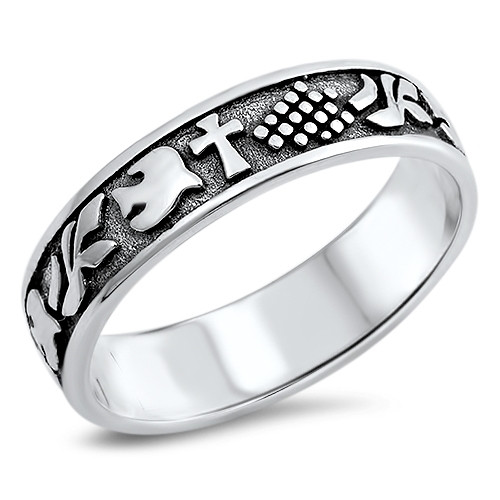 Personalized Sterling Silver Cross & Dove Ring - ForeverGifts.com
