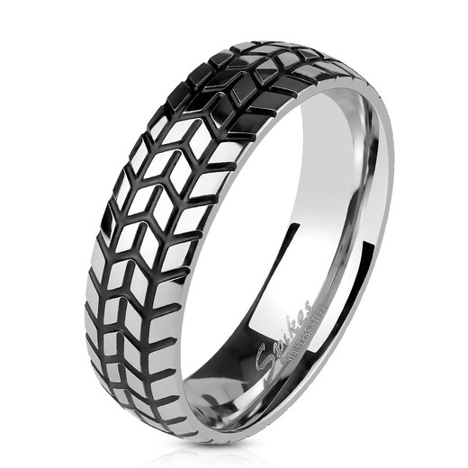 Personalized Grooved Tired Thread Stainless Steel Ring