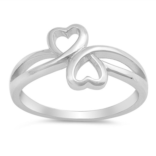 Personalized Sterling Silver Double Heart Promise Ring