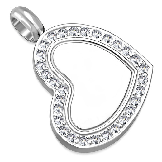 Customized Heart Pendant: Pendant With Clear CZ