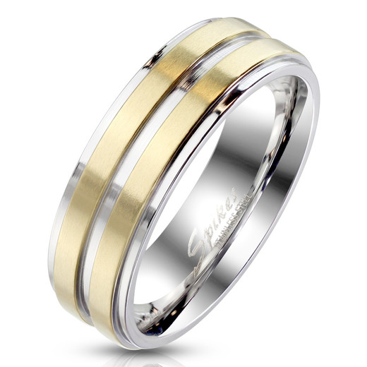 Personalized Gold Ring - IP Center and Stepped Edge