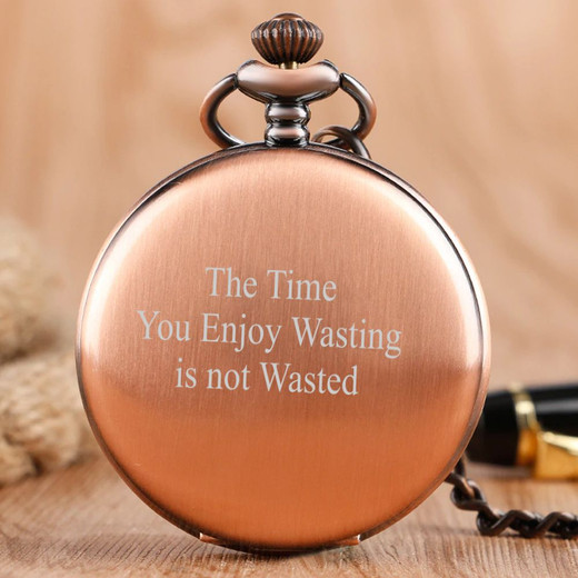 Quartz Movement Red Copper Antique Pocket Watch