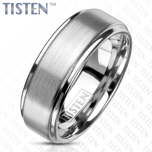 Personalized 6mm Brushed Center Stepped Edges Tisten Ring