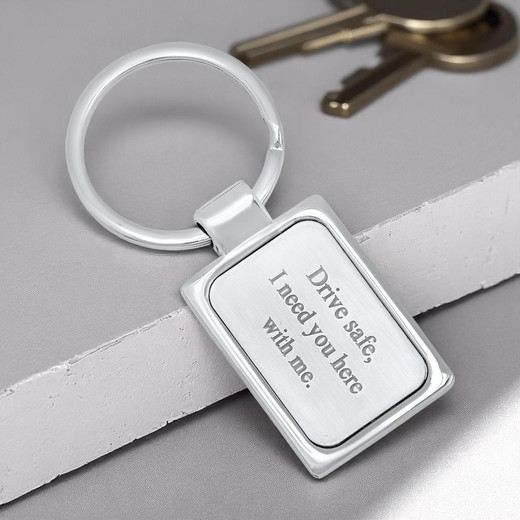 Personalized Rectangular Shaped All Metal Keychain