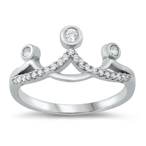 Custom Sterling Silver Crown Rings With CZ Wedding Gift