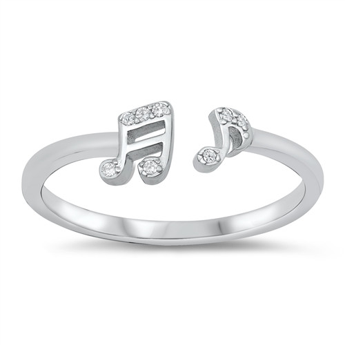 925 Sterling Silver Personalized Ring with Music Notes