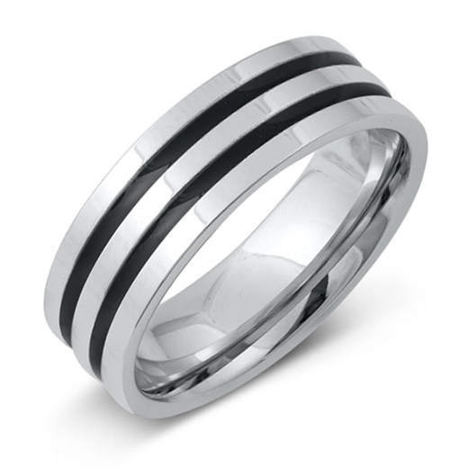 Personalized 6mm Quality Stainless Steel Dual Lines Ring