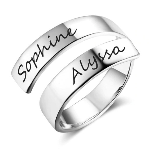 Personalized Stainless Steel Adjustable Wrap Women Ring