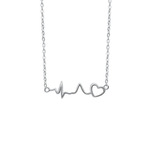 Personalized 925 Sterling Silver Heart Beat & Heart Necklace ...