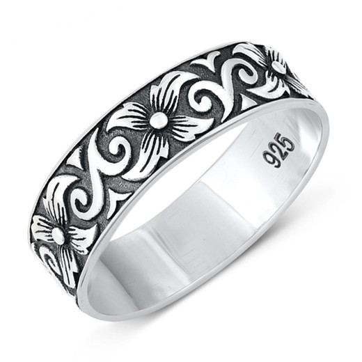 Personalized 6mm .925 Sterling Silver Vine Design Ring