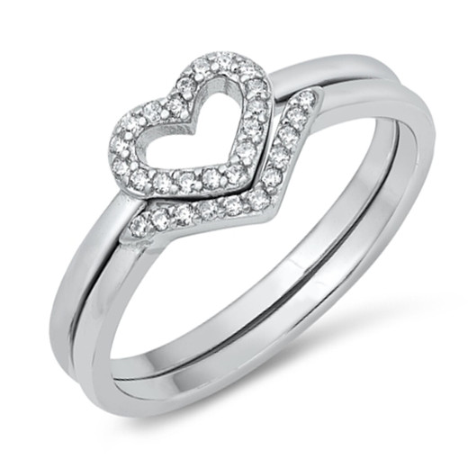 Quality .925 Sterling Silver Heart Ring with Clear CZ