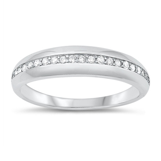 Personalized 925 Sterling Silver Cubic Zirconia Row Ring - ForeverGifts.com