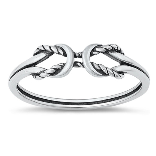 Quality Oxidized 925 Sterling Silver Rope Knot Ring - ForeverGifts.com