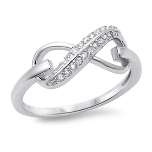 925 Sterling Silver Infinity Ring with Cubic Zirconia