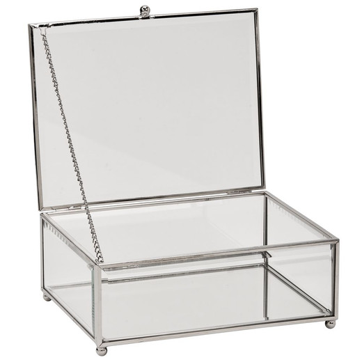 Personalized Claro Hinged Glass Jewelry Box