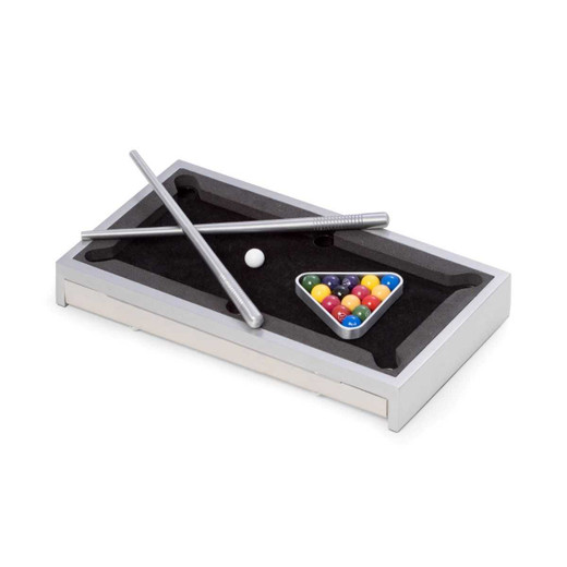 The Bey-Berk Mini Table Top Pool Game in Aluminum Case