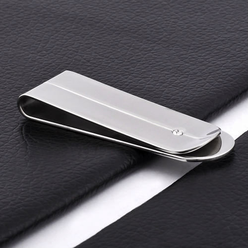 Stainless Steel Small Money clip with Cubic Zirconia - ForeverGifts.com