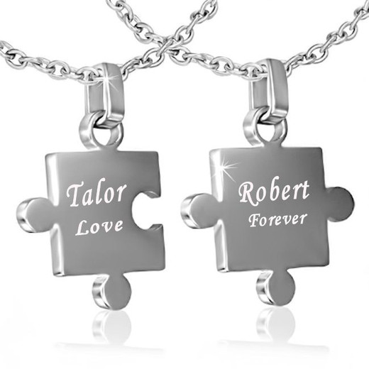 Personalized Stainless Steel 2-Part Jigsaw Couple Pendant ...