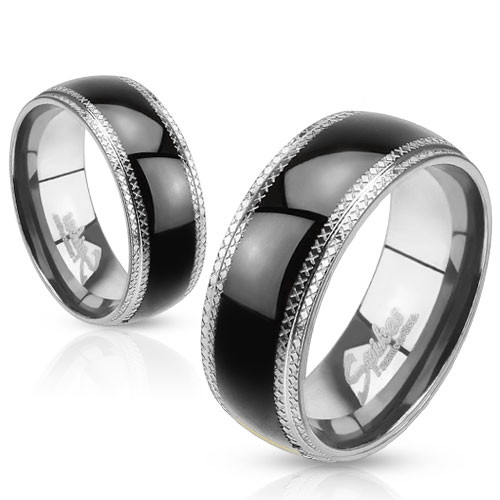 Quality Stainless Steel Black IP Center Personalized Ring