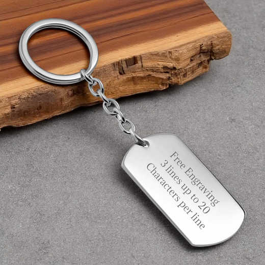 Stainless Steel Dog Tag Keychain - Personalized keychain