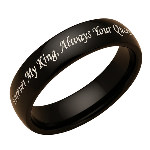 Forever My King Always Your Queen Stainless Steel Black Ring