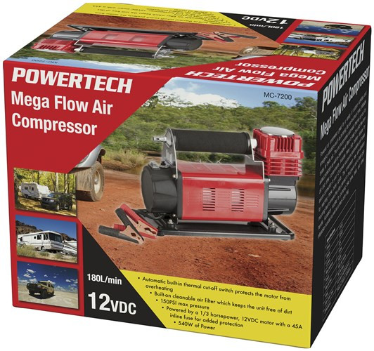 12VDC Mega-Flow Air Compressor 180L/Min MC7200
