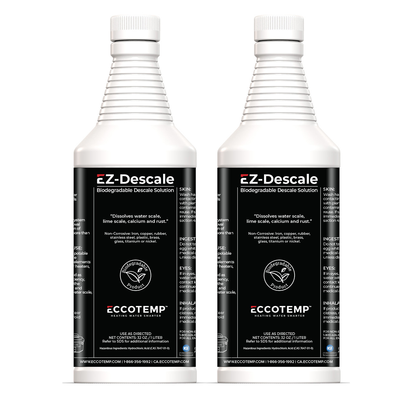 EZ-Flush Tankless Descaler Solution 32 Oz., 2 Pk | Eccotemp
