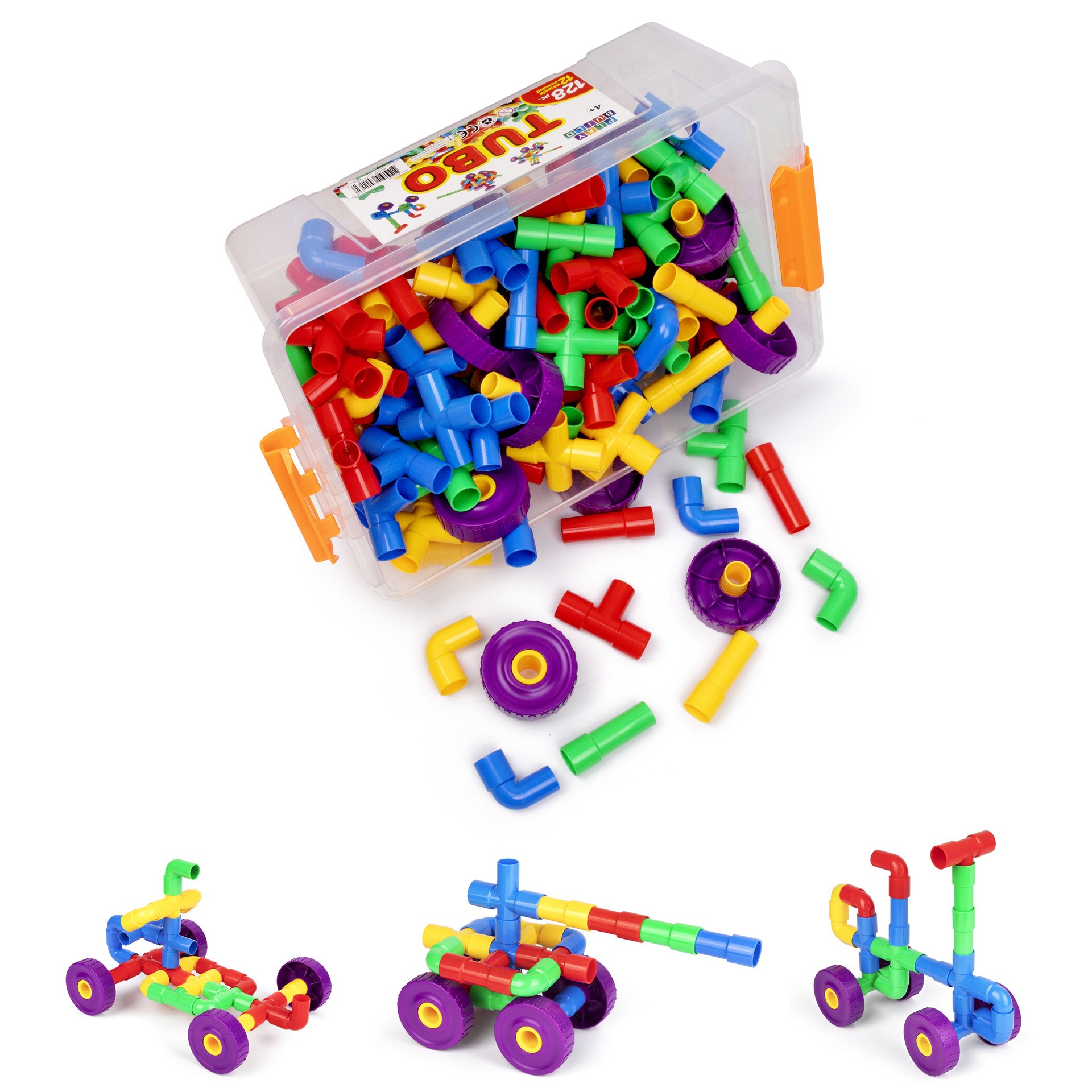 PlayBuild Straw Constructor STEM Building Toys, 800 Pcs + 16 Wheels ...