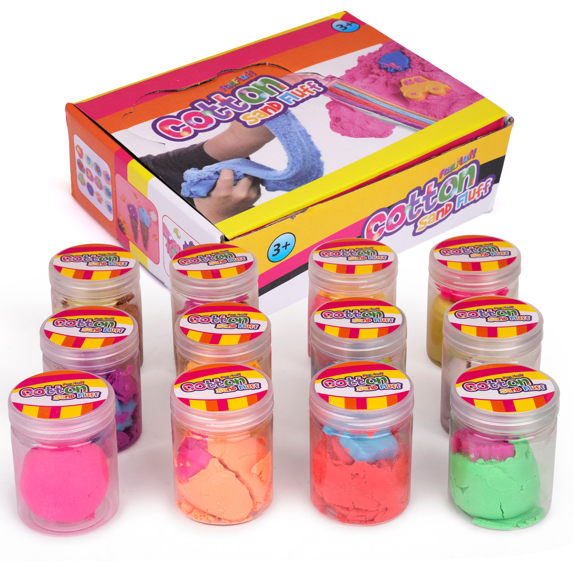FunFluff Cotton Sand Fluff 12 Pack Putty Toys, Sensory Sand Fluff Stuff ...
