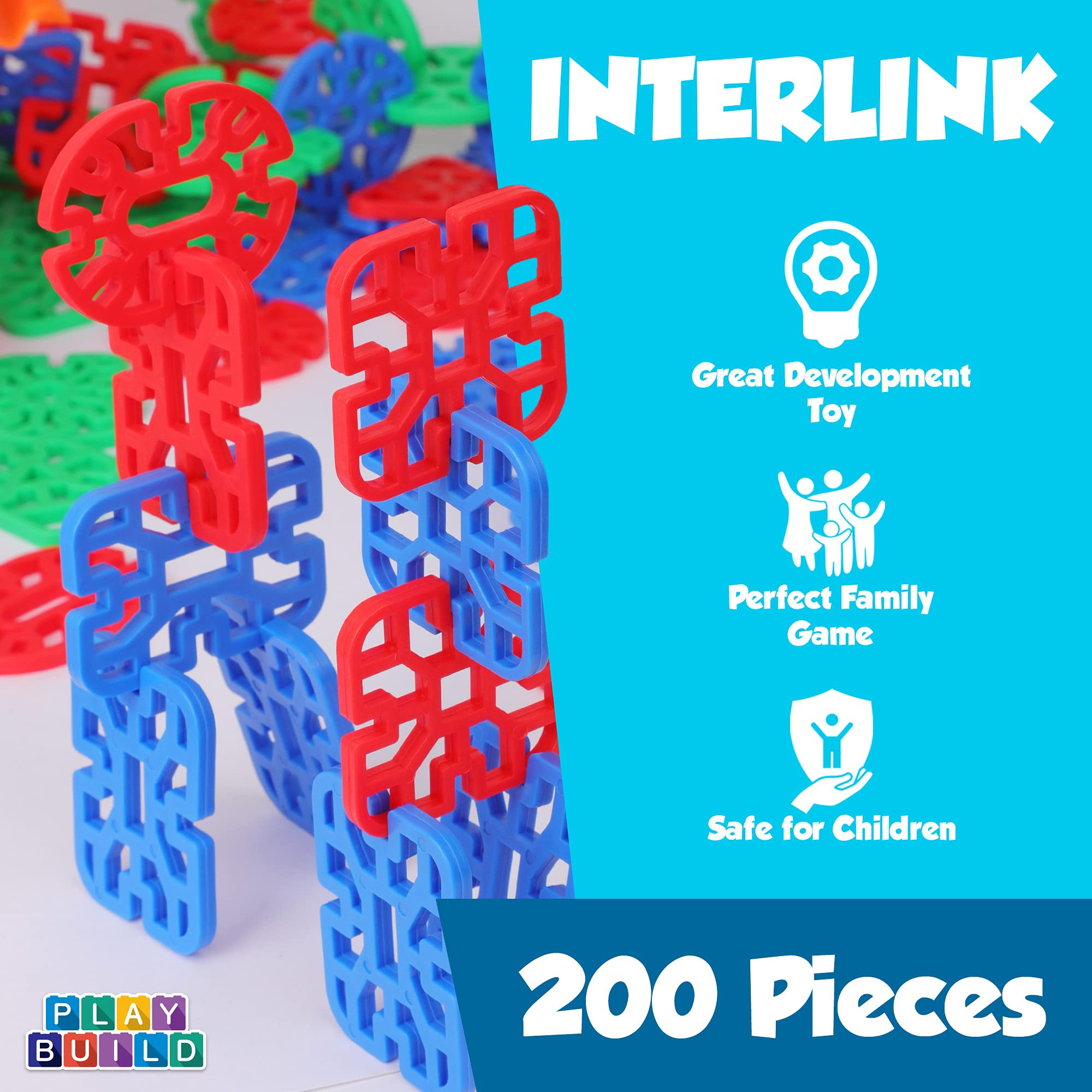 Play Build Interlinks Connector Building Toys, Interlocking Stem Toys ...