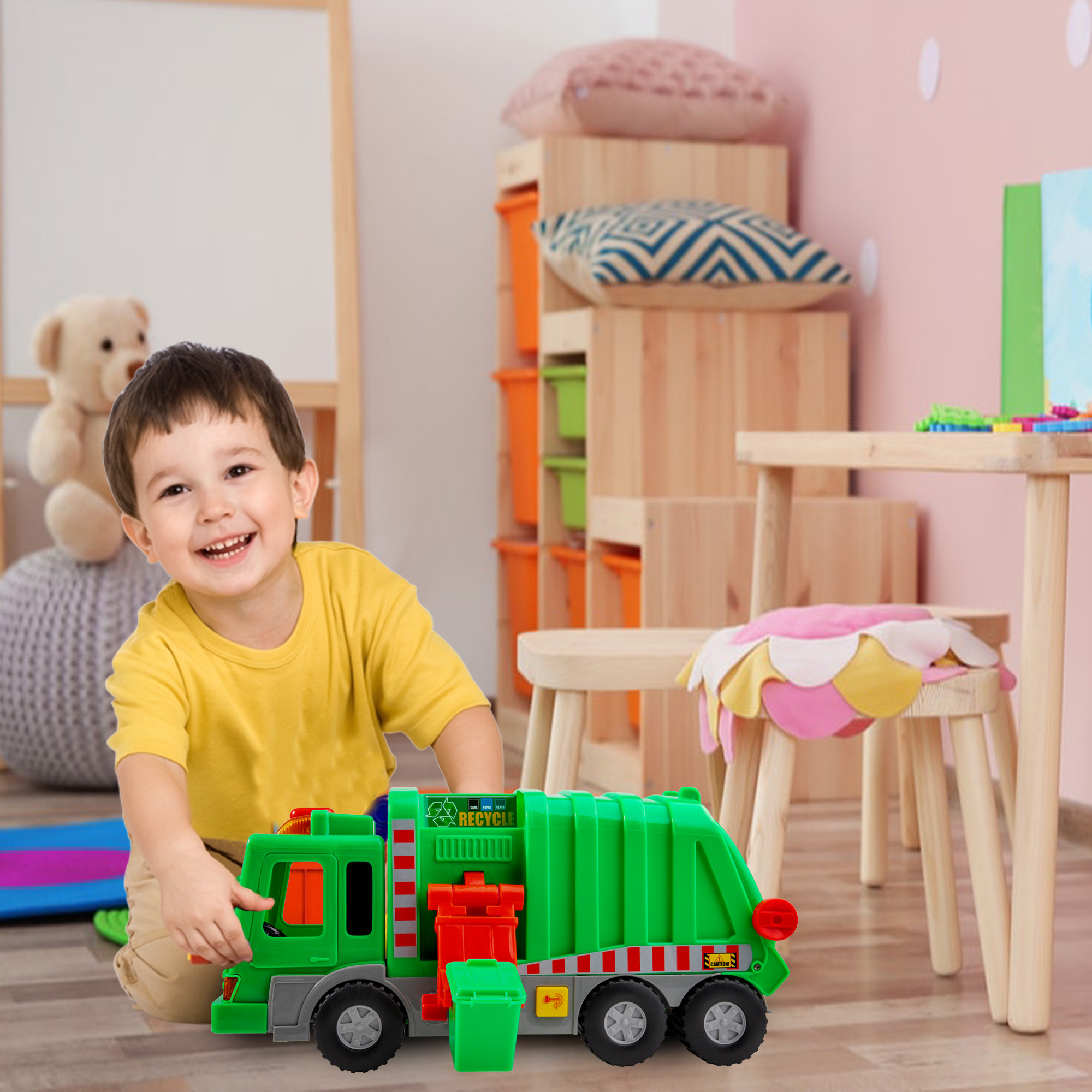 Playkidiz Kids 15" Garbage Truck Toy with Lights, Sounds, and Manual ...