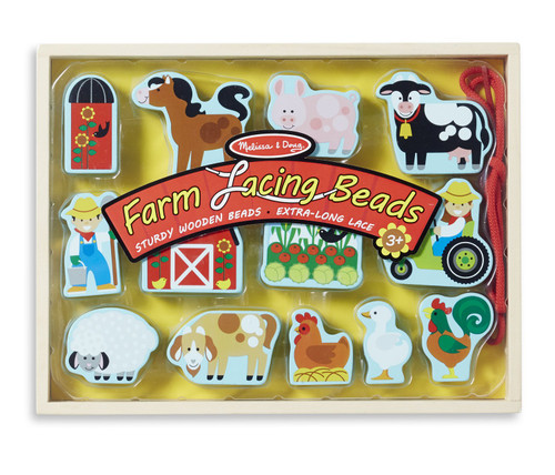 Melissa And Doug Farm Lacing Beads With 13 Wooden Beads And 1 Sturdy Lace