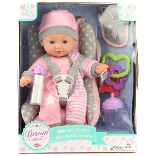 GIGO TOYS Baby Doll Playset with Car Seat, Includes Rattle, Keychain ...