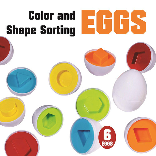 Playkidz, Color and Shape Matching Egg Set of 6, Educational Color ...