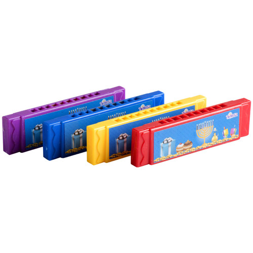 Chanukah Harmonica - 4 Pieces - Bright & Vibrant colors - Pleasant ...