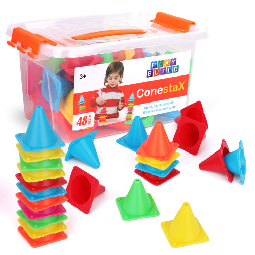 PlayBuild ConestaX Stacking Game - 48 Pcs Cones Balancing Stacking Toy ...