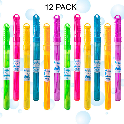 BubblePlay 12 Pack Big Bubble Wands 4 oz - Kids Fun Bulk Party Favors ...