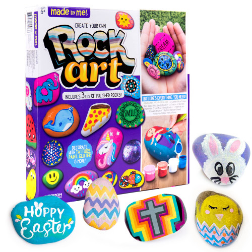 Made By Me Rock Art Kit, Rock Painting Arts and Crafts Kit, Includes 3 ...